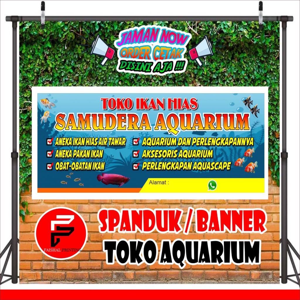 Jual banner / spanduk / backdrop usaha toko ikan hias aquarium ukuran 3 ...