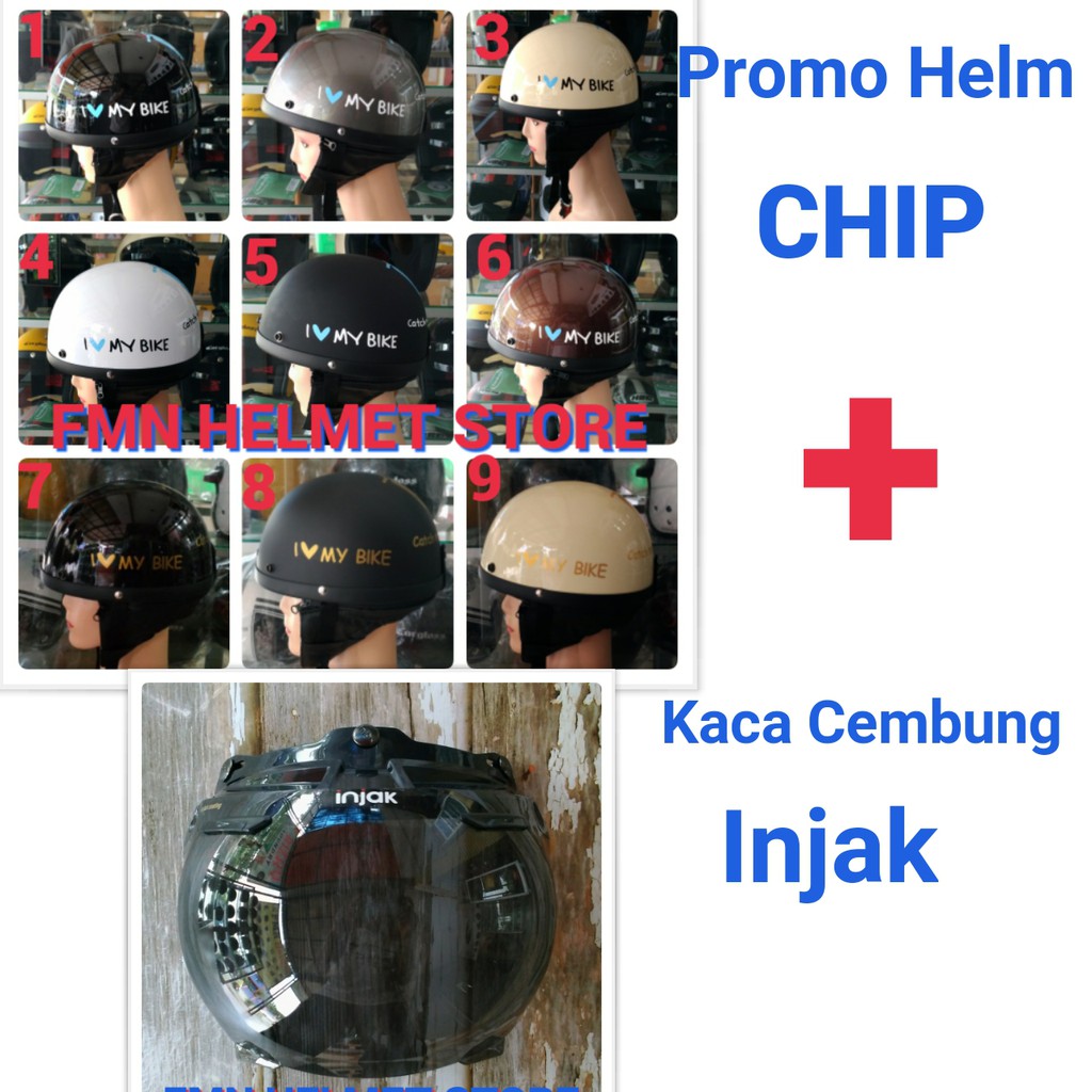Jual Helm Chip Catok Vespa I Love My Bike + Kaca Bogo Merek Injak ...
