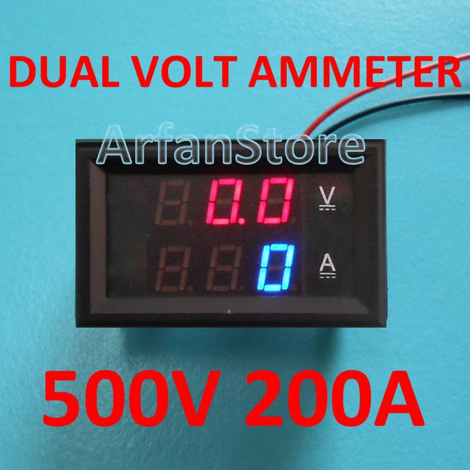 Jual Dual Voltmeter Dc 500V Ammeter 200A Digital Volt Amp Meter Tanpa ...