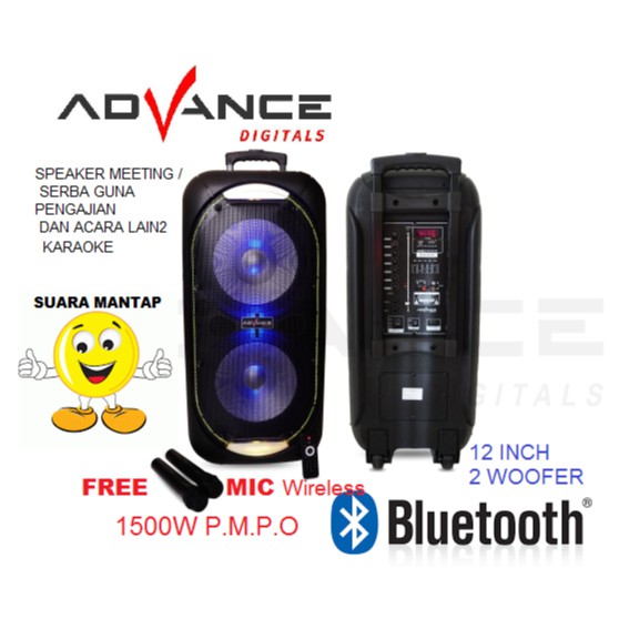 Jual ADVANCE K12D Speaker Portable Meeting 12INCH- FREE MIC Wireless DAN FREE ONGKIR JABODETABEK ...