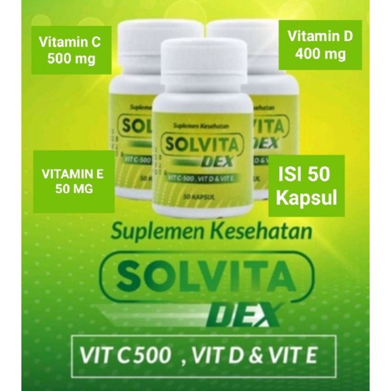 Jual Solvita Dex Suplemen Kesehatan Vitamin C Vitamin D Vitamin E isi 50 Kapsul | Multivitamin ...