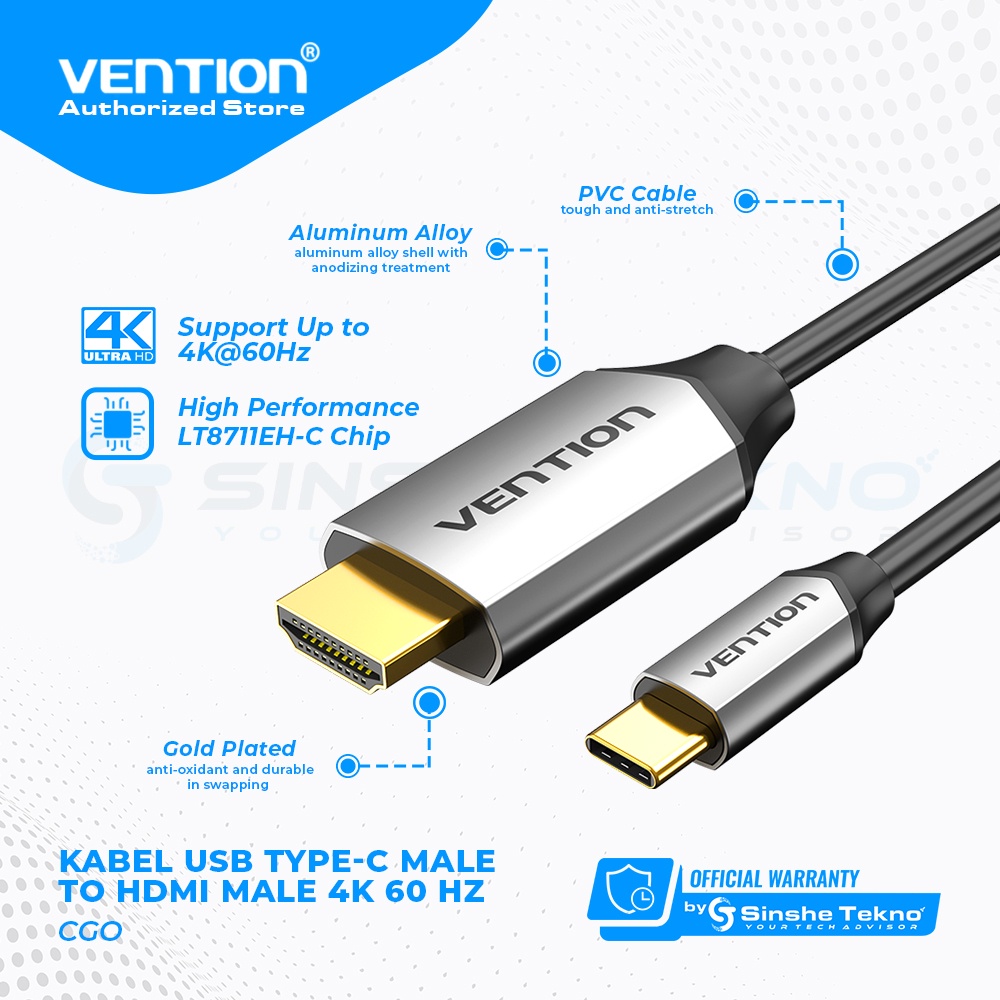 Jual Vention Kabel Usb Type C to Hdmi Netflix HDCP Certified Thunderbolt | Shopee Indonesia