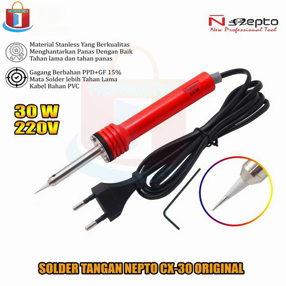 Jual Solder Tangan Listrik Nepto CX-30 30W Soldering Iron Tip CS 30 220V 79731 | Shopee Indonesia
