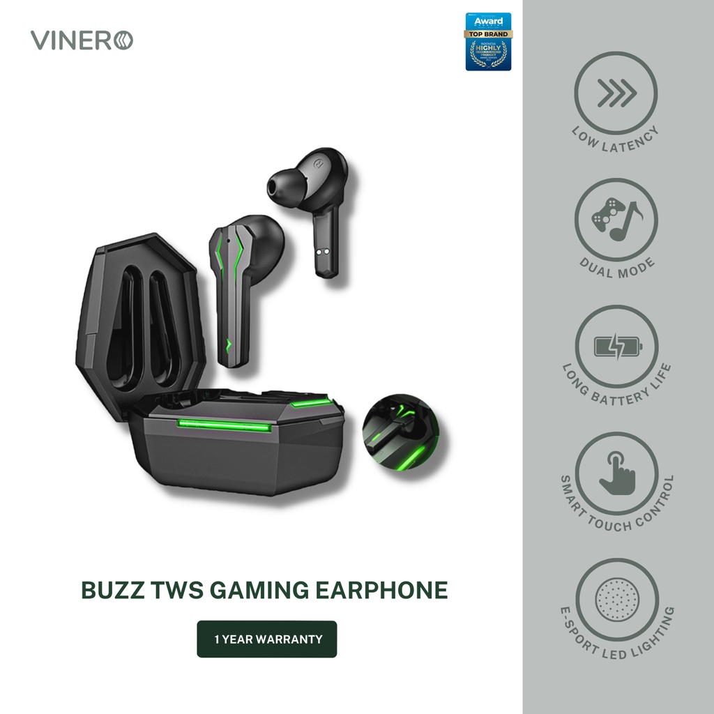Jual Vinero Buzz TWS Gaming Blutooth In Ear Earphone Low Latency Dual ...