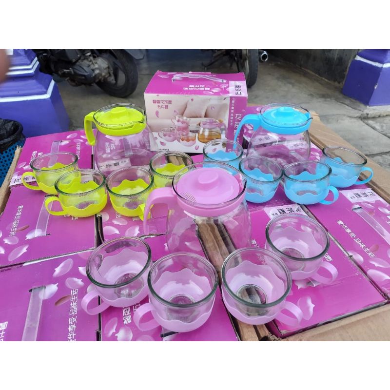 Jual (MURAH) Teapot Warna Set 5in1 Cantik Sun Glass / Paket Teko Gelas ... Jual (MURAH) Teapot Warna Set 5in1 Cantik Sun Glass / Paket Teko Gelas ...