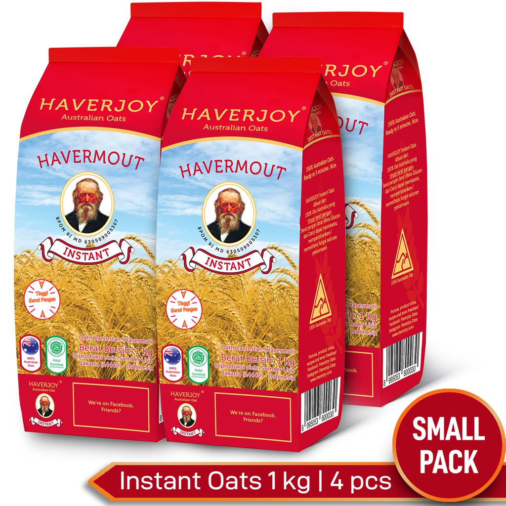 Jual Haverjoy Small Pack Instant Oats 1kg - 4 pcs | Shopee Indonesia