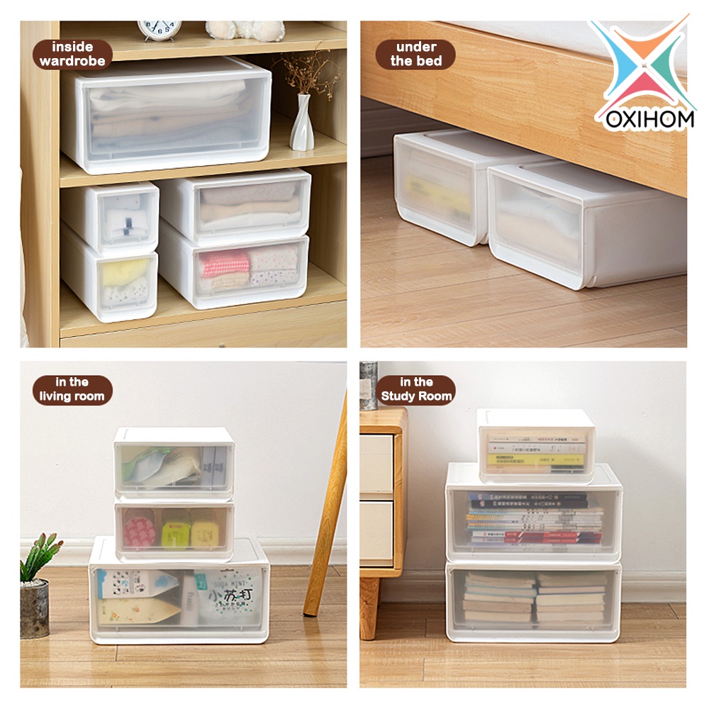 Jual Oxihom Laci Plastik Susun Lemari Pakaian Plastik Kotak Penyimpanan ...
