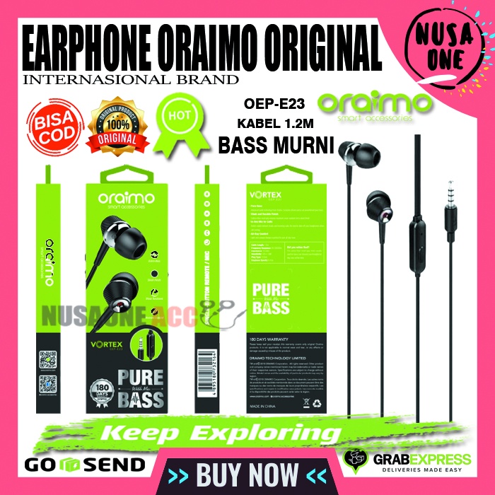 Jual HEADSET ORAIMO PURE BASS EARPHONE EXTRA BASS HANDSFREE SUPER BASS ...