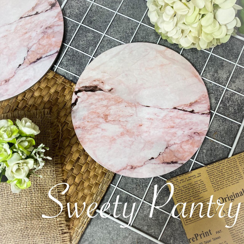 Jual AB Bulat Pink Marble - Alas Kue Bulat Motif Pink Marble - 5 pcs ...