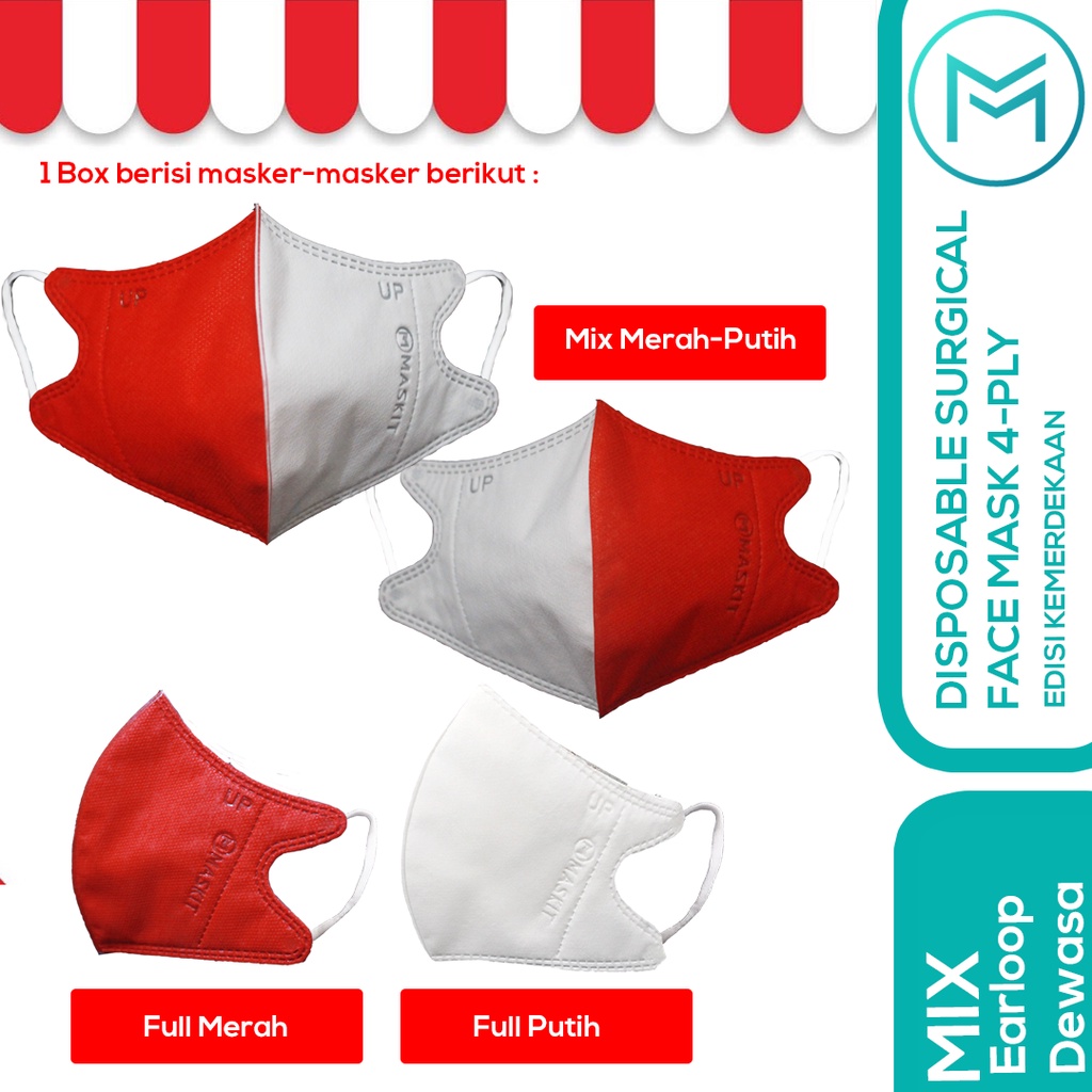 Jual Masker Merah Putih Duckbill Maskit Dewasa dan Anak - Earloop ...