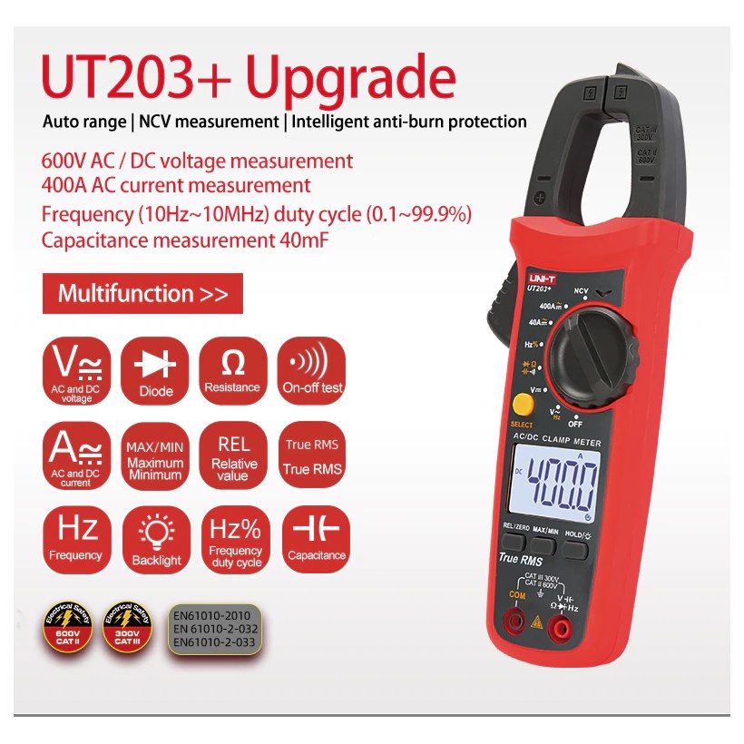Jual Tipe UT203+ / UT-203+ Tang Ampere / Clamp Meter AC/DC UNI-T ...