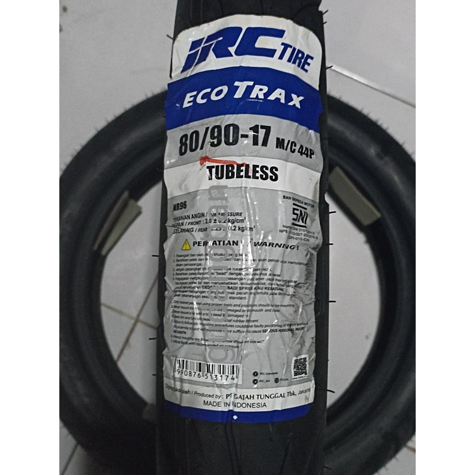 Jual ( RING 17 ) ECOTRAX 80 / 90 - 17 TUBELESS IRC NR96 Ban Luar motor bebek NR 96 FREE PENTIL ...