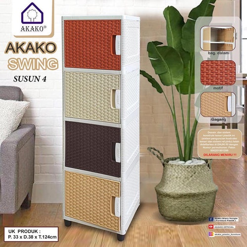 Jual Lemari Plastik Akako Swing susunan 4 Lemari Serbaguna Full Rak ...