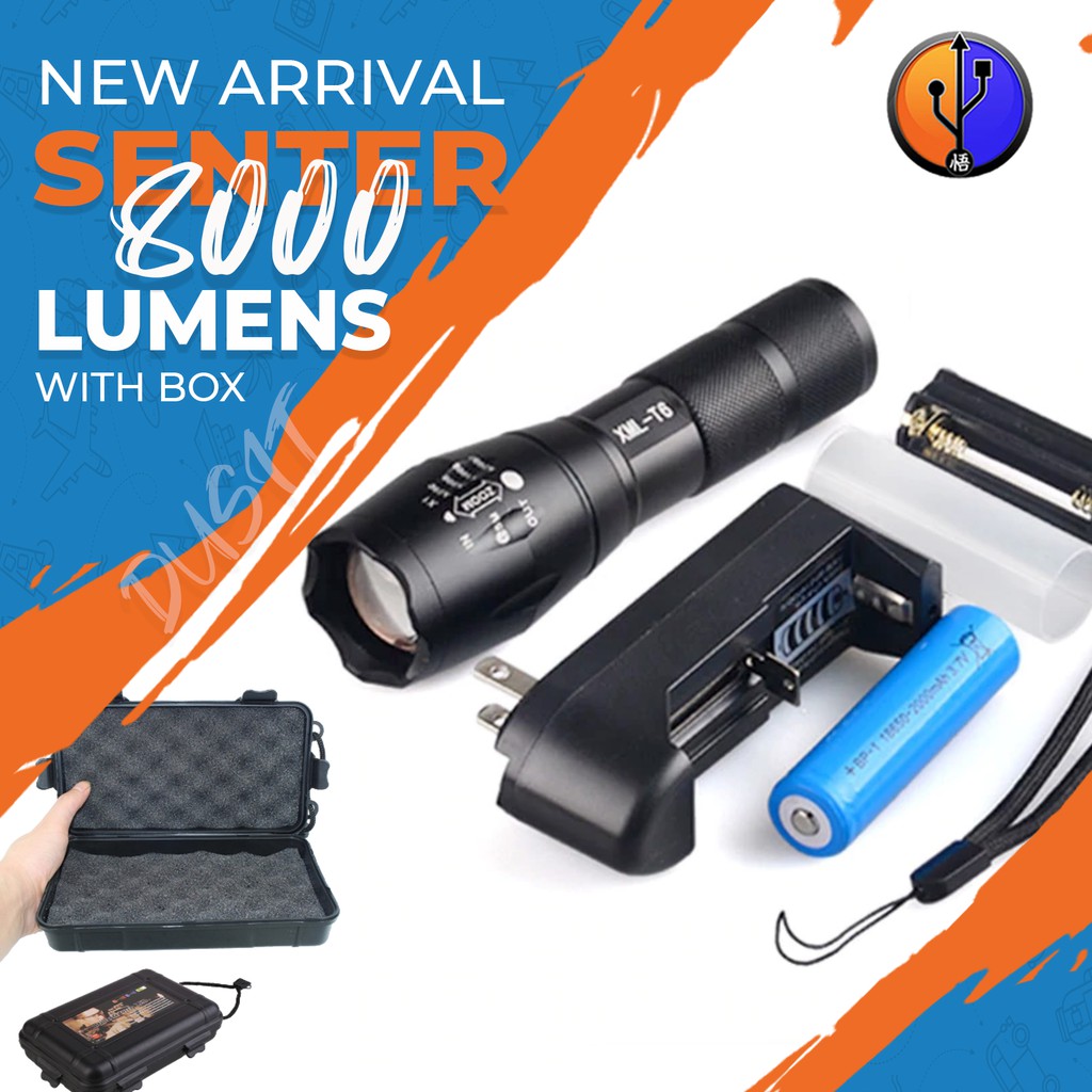 Jual [FREE ONGKIR] FREE Baterai 18650+Charger+Case Senter LED CREE XM ...