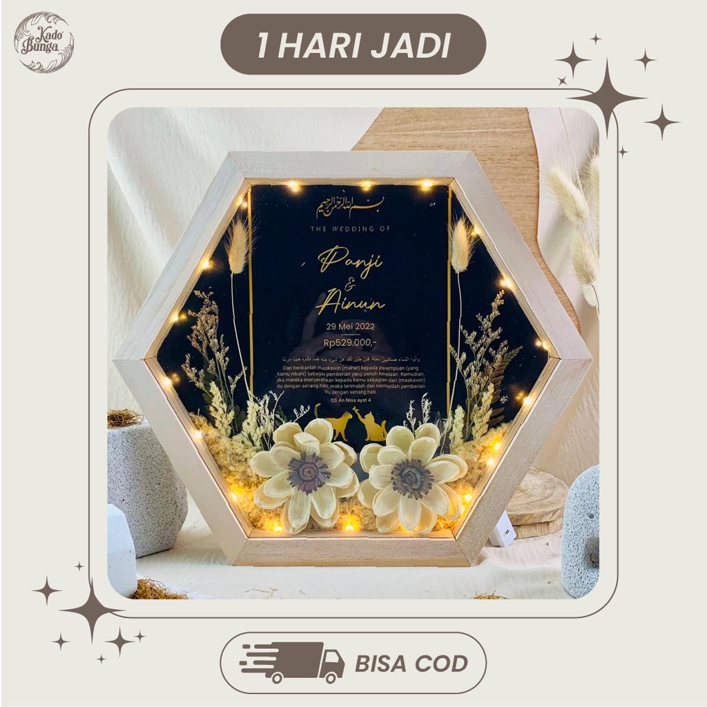 Jual MAHAR ELEGAN CUSTOM FRAME HEXAGONAL SEGI ENAM JUMBO KADO HADIAH UNTUK BESTIE | KADO COWOK ...