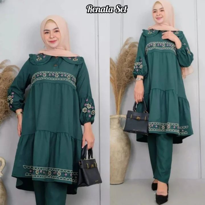 Jual Renata Set / One Set Atasan + Celana Terbaru / Baju Set Wanita Matt Shakila Kekinian ...