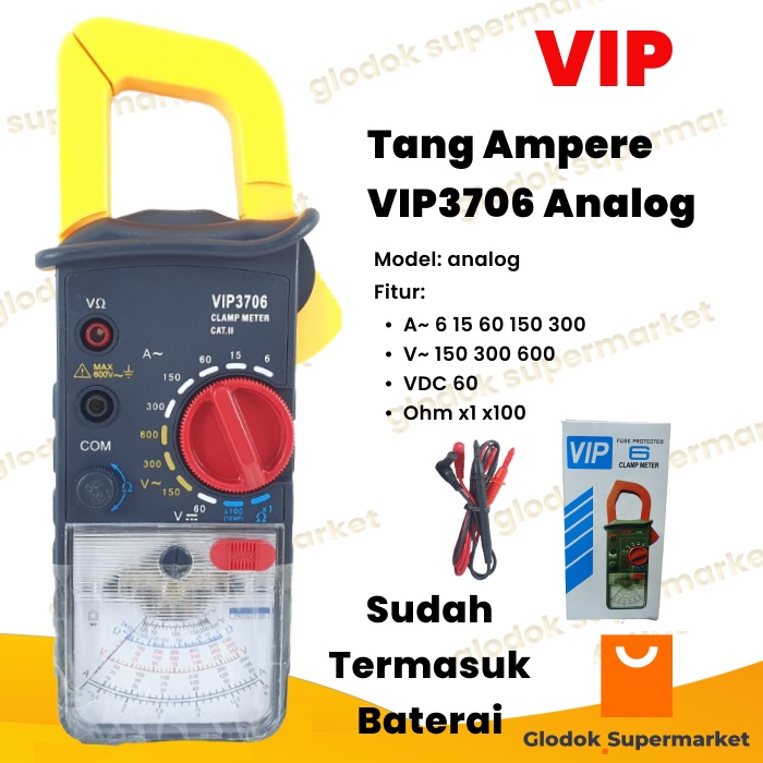 Jual Tang Ampere VIP3706 Analog Clamp Meter VIP 3706 | Shopee Indonesia
