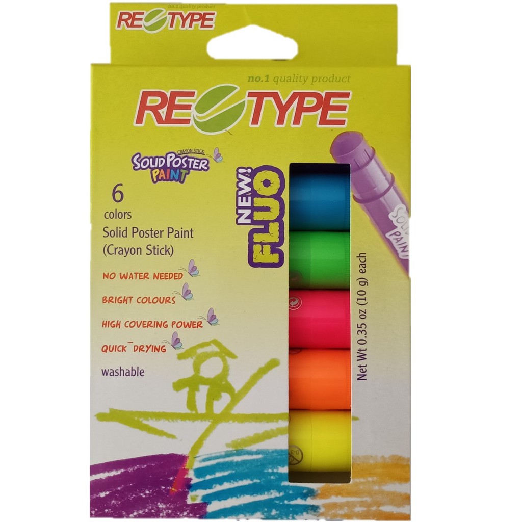 Jual Retype Crayon Solid Poster Paint Fluo Colours | Shopee Indonesia