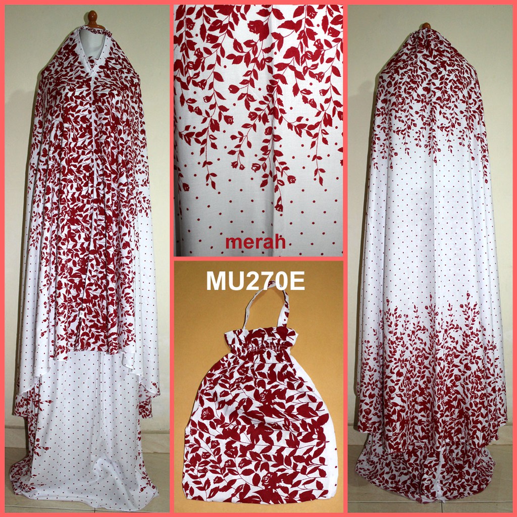 Jual JUAL Mukena Bali Dasar Putih Motif Daun - MU270E (Merah) | Shopee ...