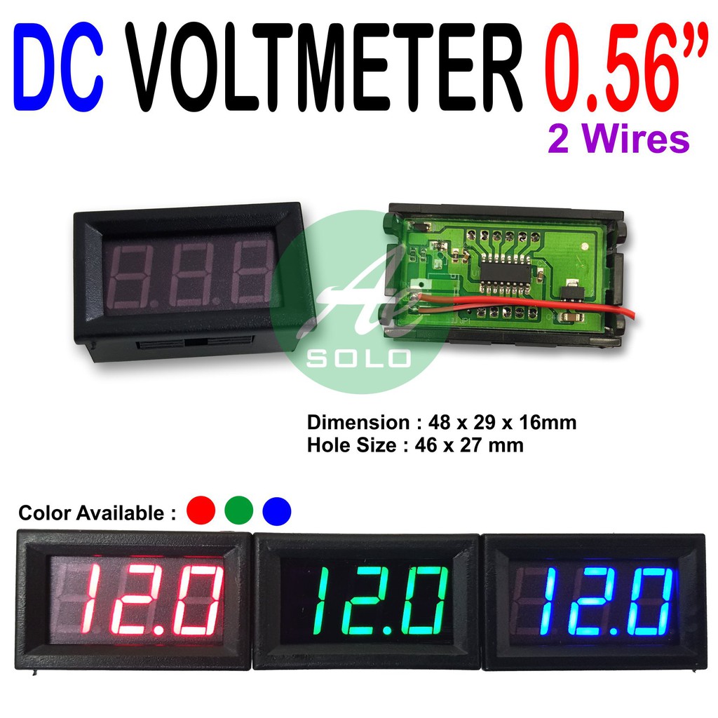Jual DC Voltmeter Digital Volt meter 0.56inch 2 Kabel 4.5-30V | Shopee ...