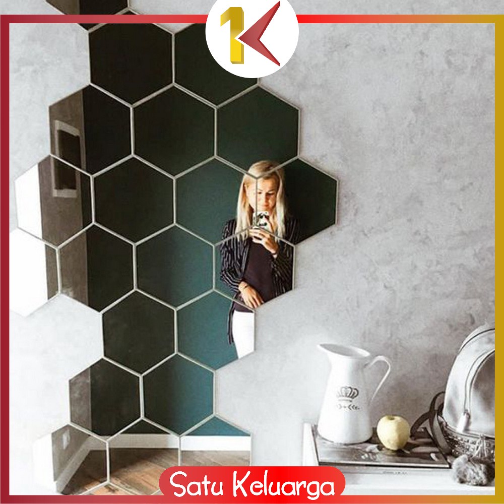 Jual SK-K97 Stiker Cermin Rias Hexagonal Dinding Tempel Anti Pecah ...