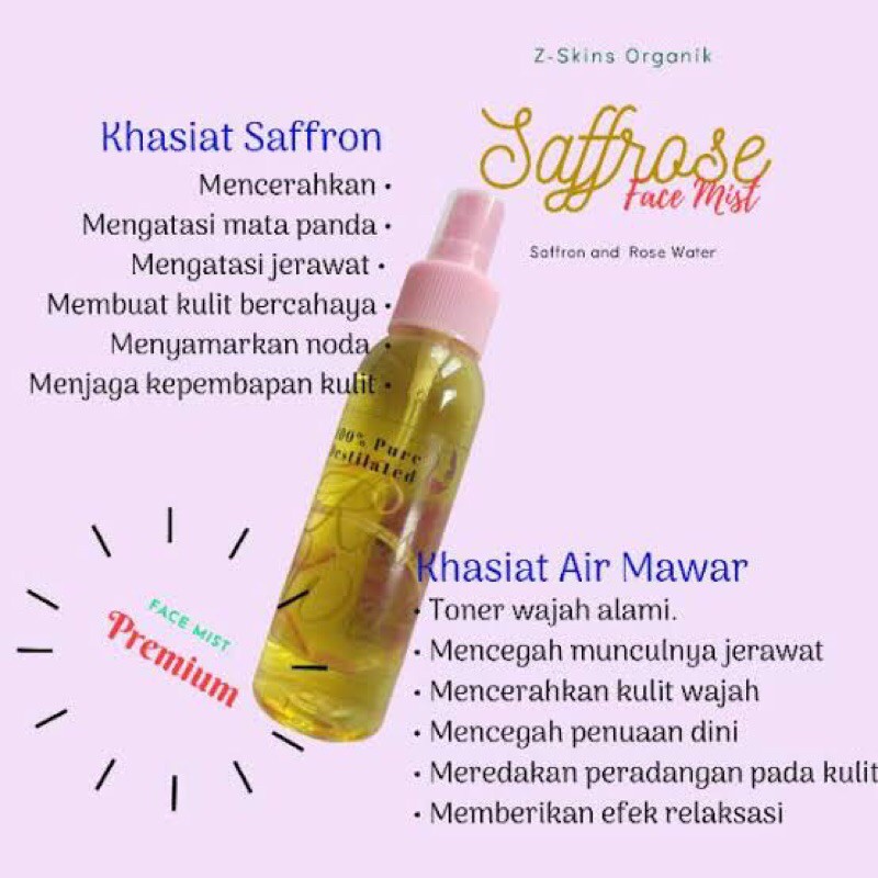 Jual MAGIC SAFFRON FACE MIST 100% SAFFRON ASLI + AIR MAWAR | Shopee ...