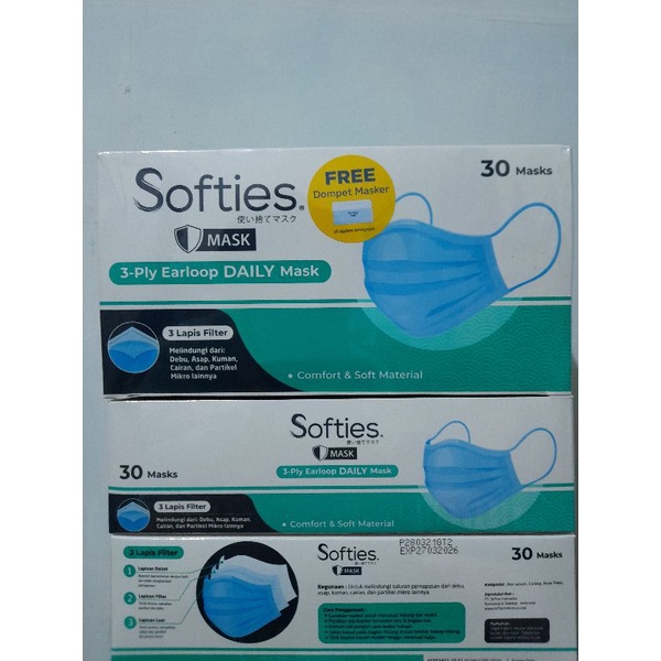 Jual Softies Daily Mask 30'S Masker Softies 30 pcs 3 ply Earloop Mask ...