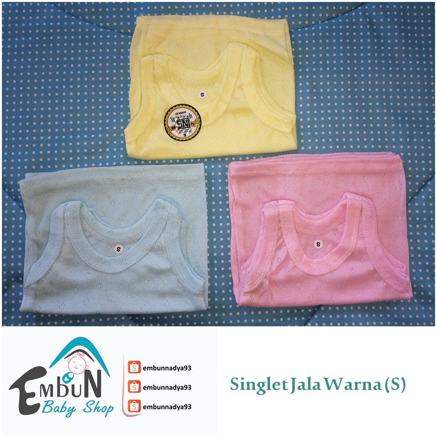Jual Singlet bayi/ singlet jala warna (S) (1set 3 pcs) | Shopee Indonesia