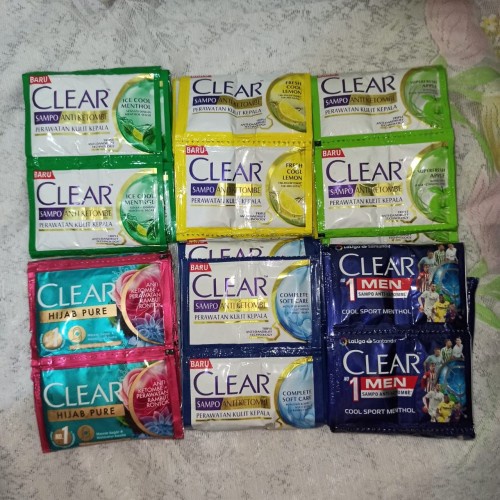 Jual CLEAR SHAMPO SACHET 9ML MENTHOL/MEN/APPLE/HIJAB/LEMON HARGA PER ...