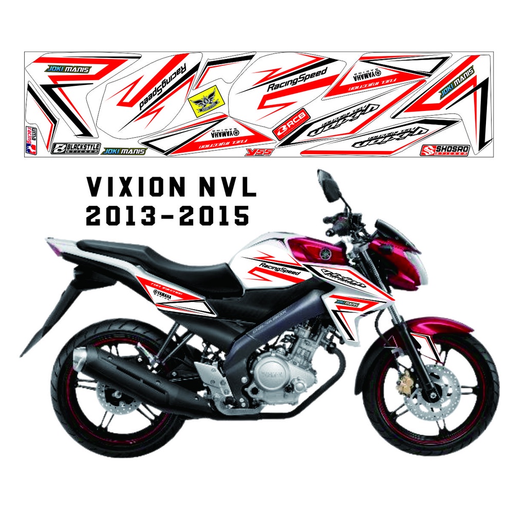 Jual STIKER STRIPING VARIASI LIS MOTOR YAMAHA NEW VIXION LIGHTNING/NVL/ VARIASI PUTIH MERAH ...