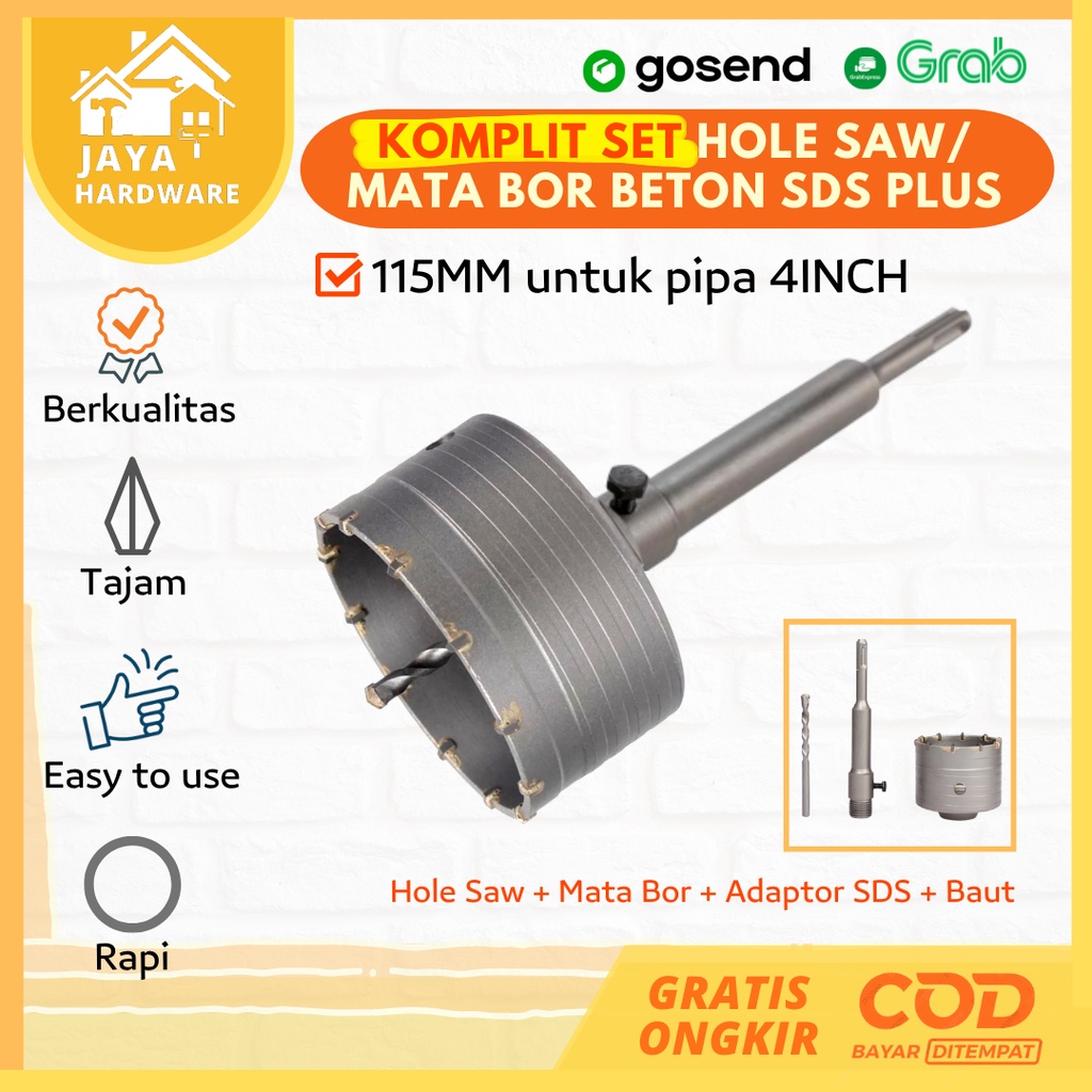 Jual [SET] Mata Bor Hole Saw Pelubang Beton Tembok 115 MM Untuk Pipa ...
