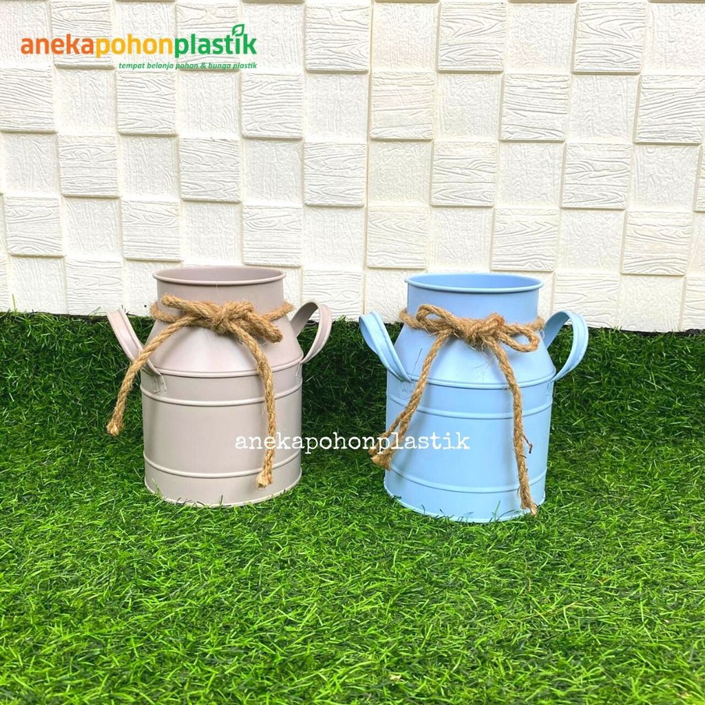 Jual Pot Ember Kaleng Susu Tanaman Artificial Vas Pajangan Cantik ...