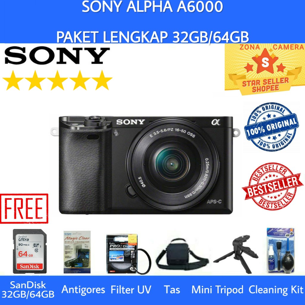 Jual SONY ALPHA A6000 / SONY A6000 KIT 16-50MM OSS WIFI - PAKET LENGKAP ...
