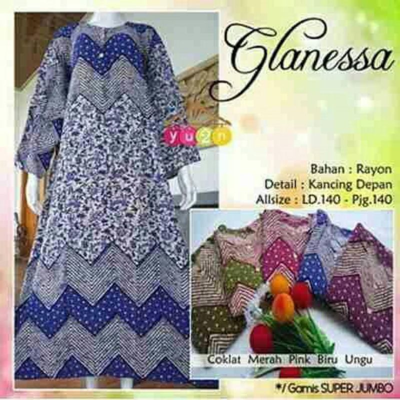 Jual daster batik panjang glanessa big size jumbo ld 130 daster rayon ...