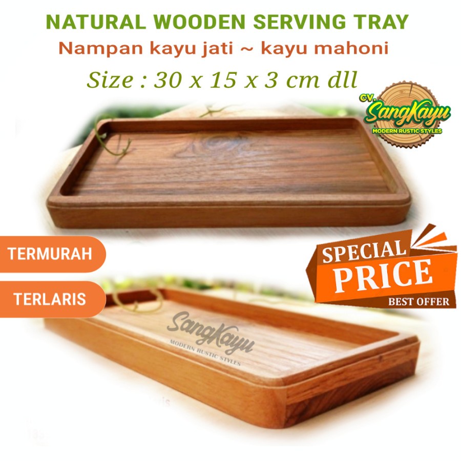 Jual SangKayu Nampan Kayu Jati Premium Quality 30x15x3 cm Teak Wooden ...