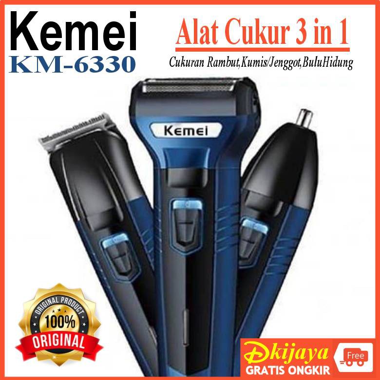 Jual Kemei 6330 KM Elektrik Mesin Alat Cukur Rambut 3 in 1 Jenggot Kumis Bulu Hidung KM6330 ...