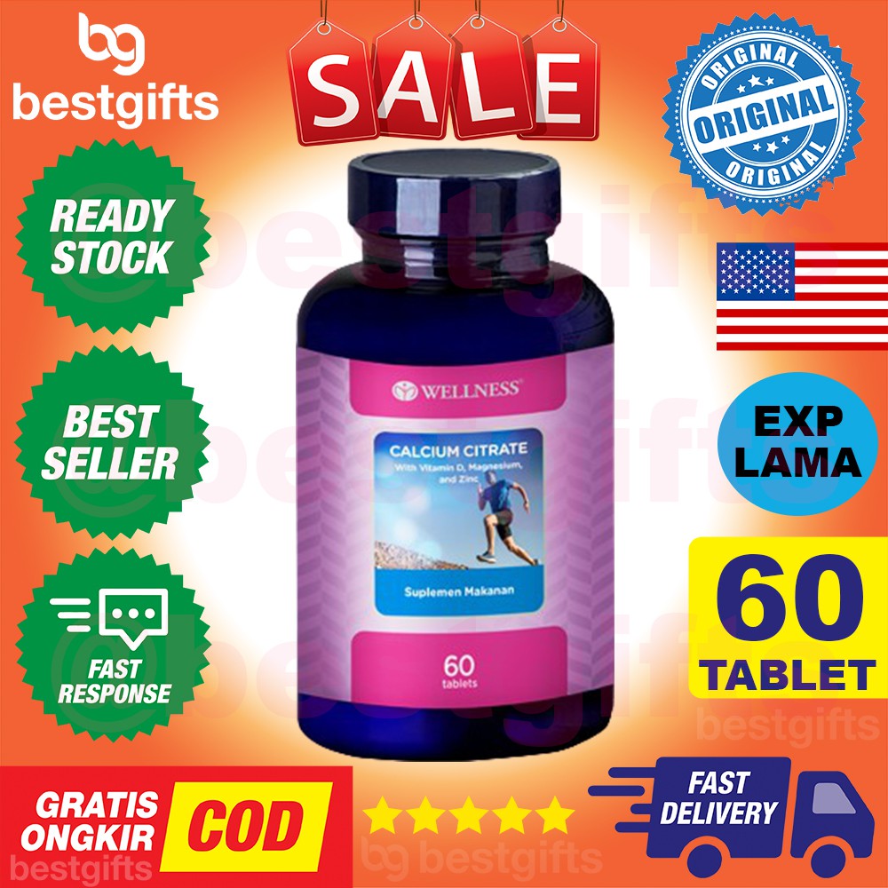 Jual WELLNESS CALCIUM CITRATE 60 TABLETS - VITAMIN D MAGNESIUM KALSIUM ...