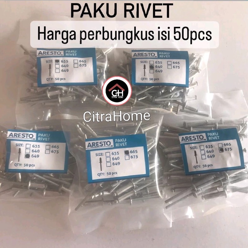 Jual Paku Rivet Aresto 635 dll Harga per bungkus isi 50pcs | Shopee ...