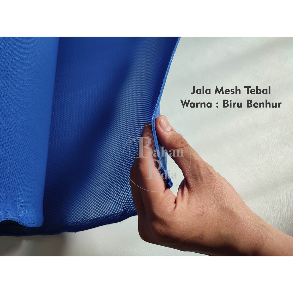 Jual [Meter] Bahan Kain Sandwich Jala Mesh Double Jaring Busa Biru ...