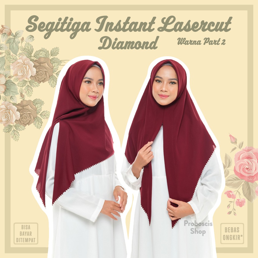 Jual Jilbab Segitiga Instant Diamond Lasercut | Hijab Instan - Warna ...