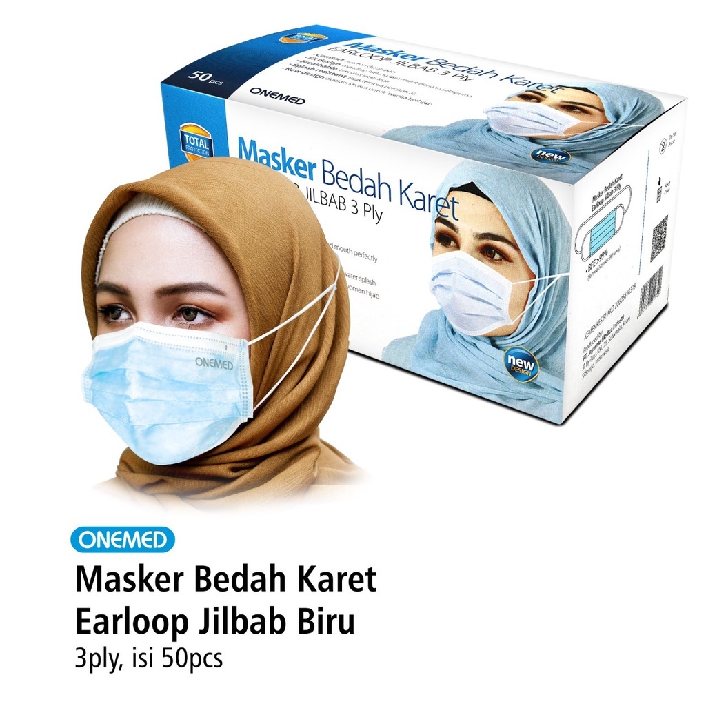 Jual MASKER HIJAB ONEMED / MASKER BEDAH KARET 3 PLY | MASKER MEDIS ...