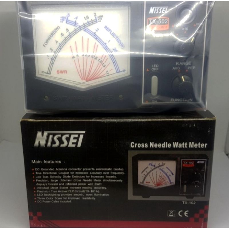 Jual Swr watt meter power meter nissei TX 502 Hf vhf uhf original murah | Shopee Indonesia