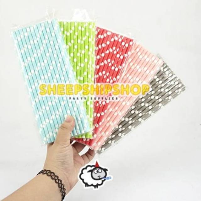 Jual SEDOTAN KERTAS warna warni Polkadot Astor dan zigzag Paper Straw ...