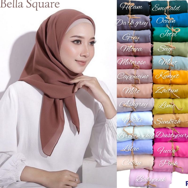 Jual [ COD ] Bella Square Hijab Segi Empat Kualitas Terbaik ( Warna Part 1 ) | Shopee Indonesia