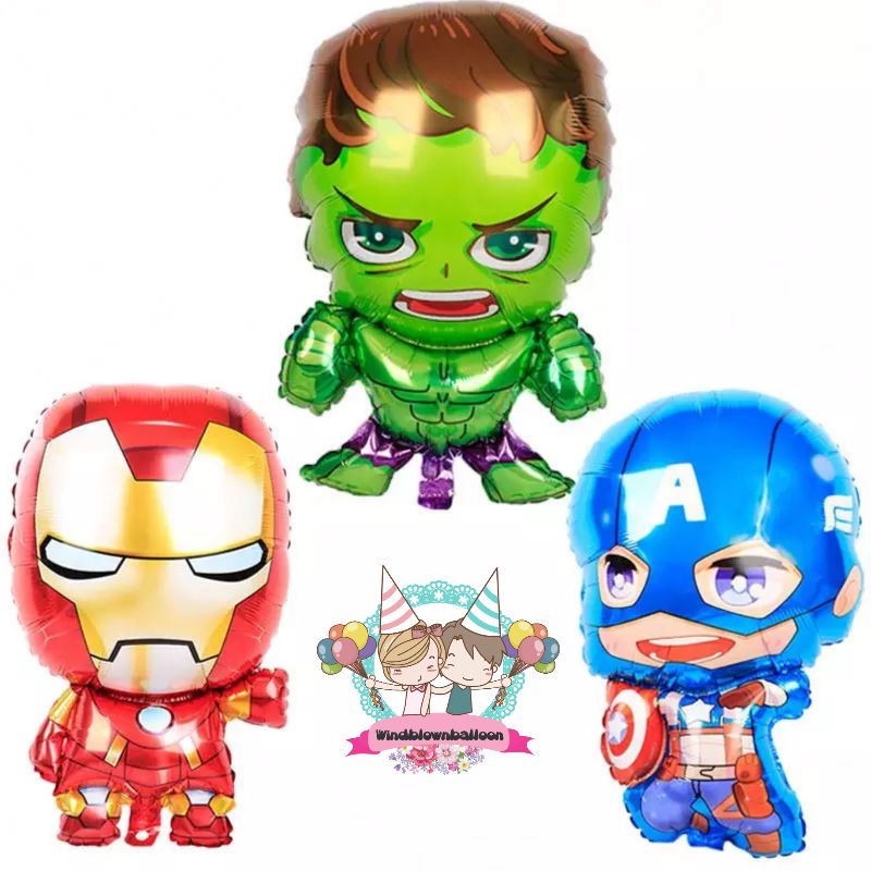 Jual WINDBLOWN BALON AVENGERS IRON MAN/KAPTEN AMERICA/HULK KARTUN ...