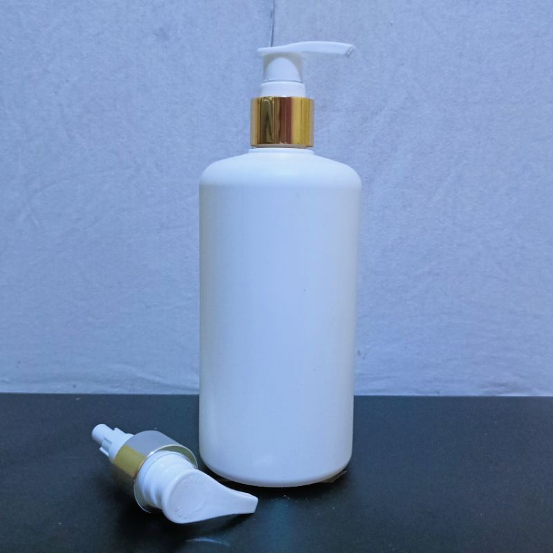 Jual Botol Pump 500 ML HDPE Putih / Botol HDPE 500ml tutup Pump Lotion Ring Alumunium | Shopee ...