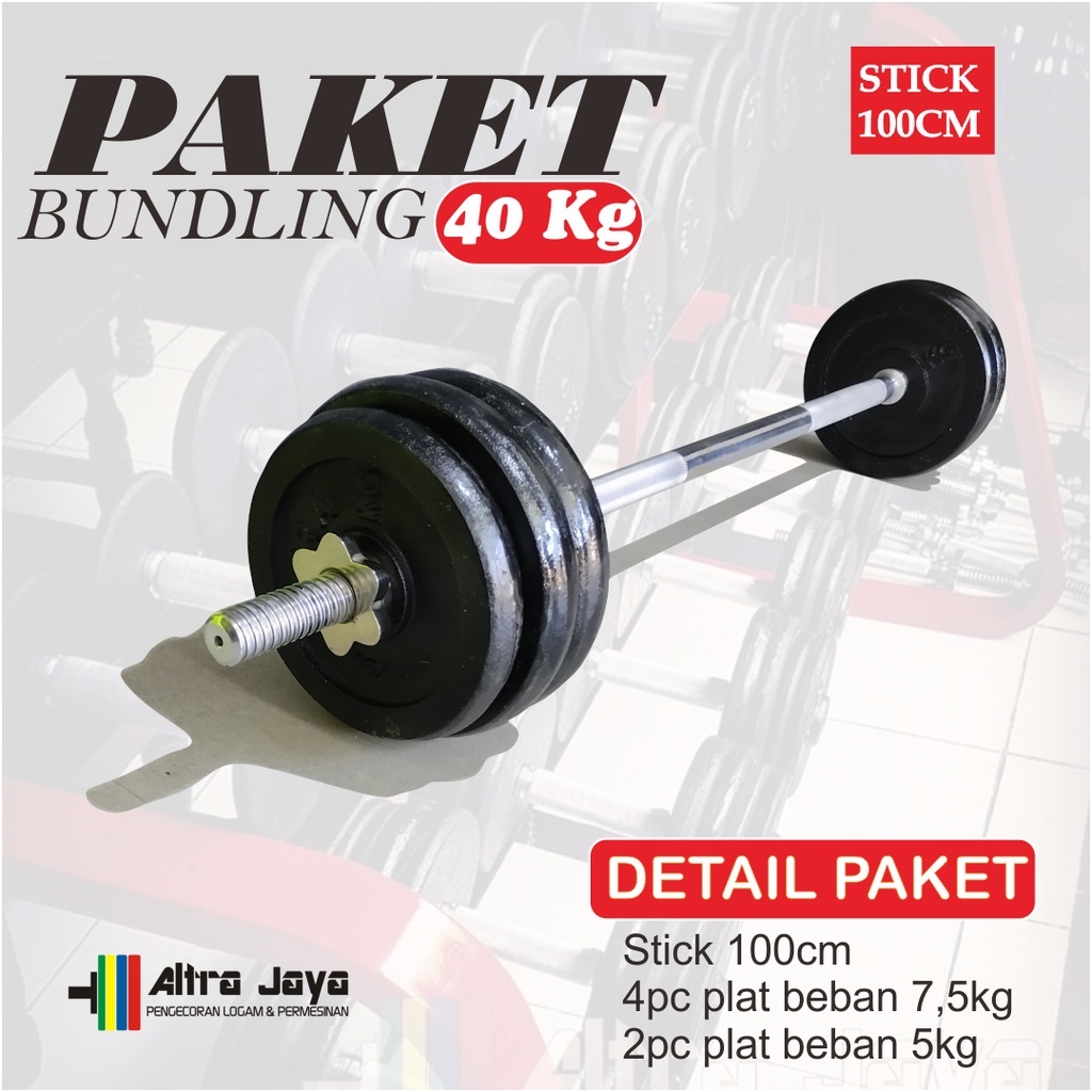 Jual barbel 40kg stik 100cm dumbell 40kg stick 100cm barbell fitness ...
