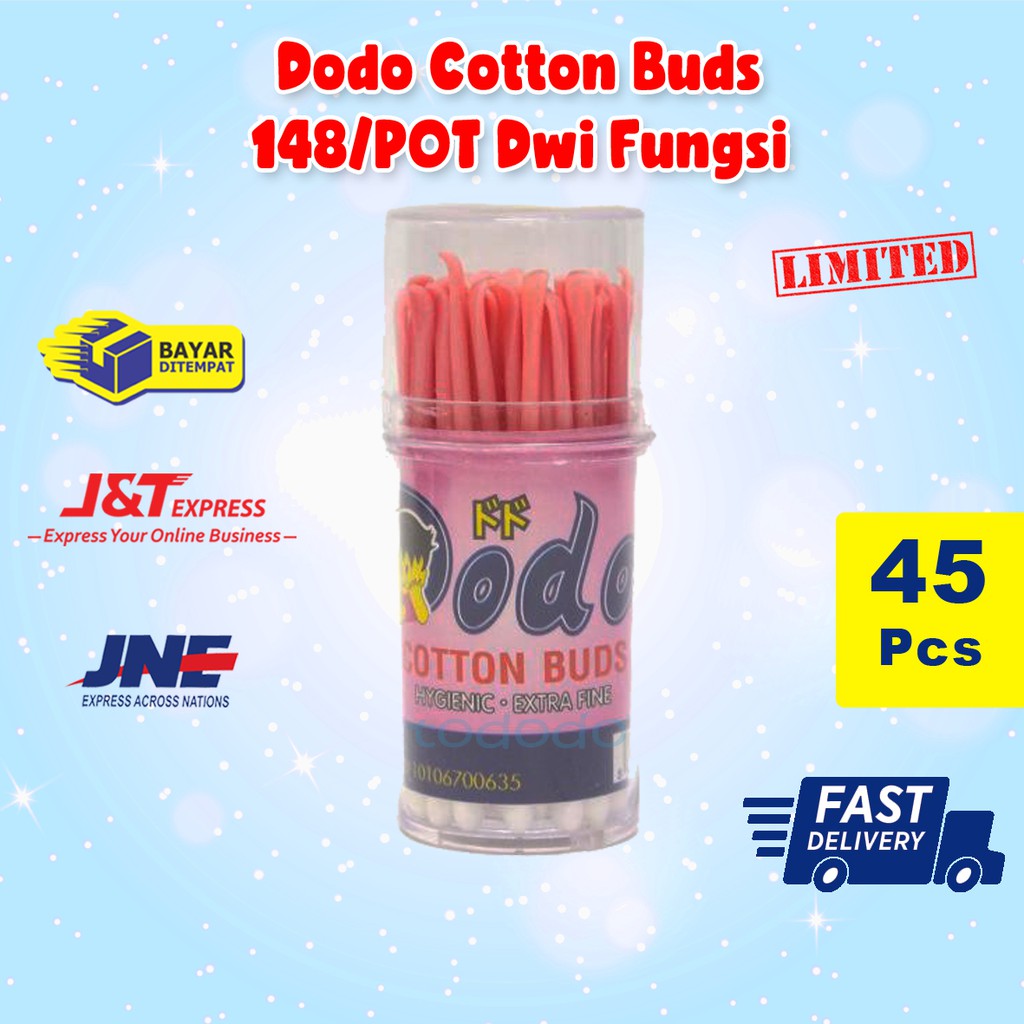 Jual Dodo Cotton Buds 148/POT 45`s Dwi Fungsi - Korek Kuping | Shopee ...
