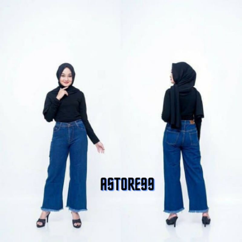 Jual High waist jeans||Highwaist kulot jeans||Kulot jeans rawis|| Kulot ...