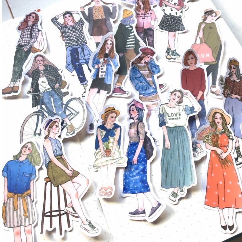 Jual 1 PCS sticker girl aesthetic / sticker journal / stiker binder ...